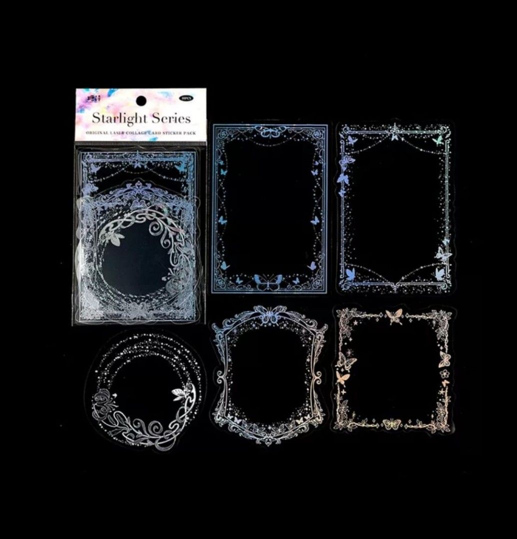 1 Set Shining Starlight Transparent Vintage Laser Frame Sticker, Desain ...