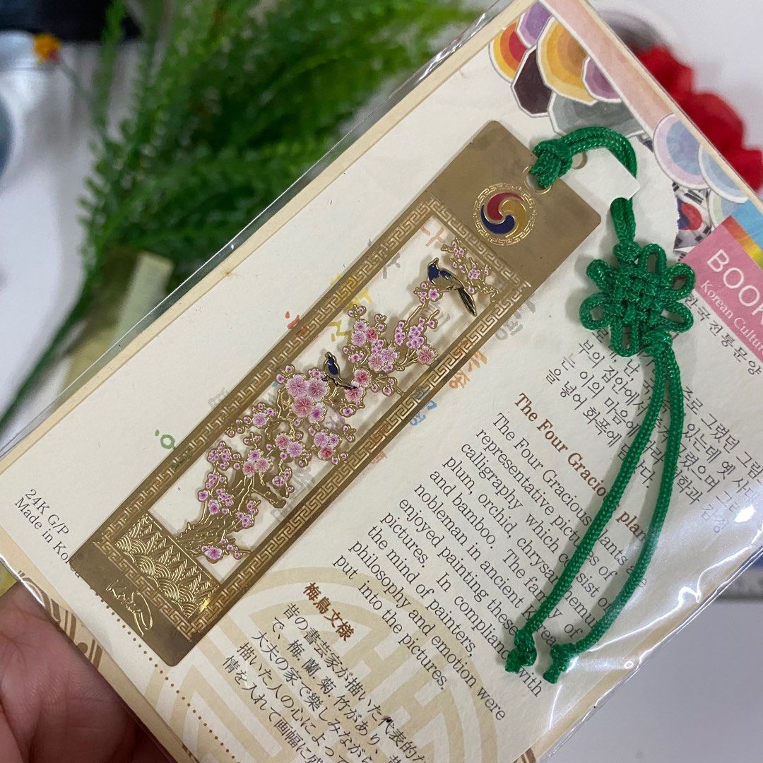 24k G/P Korean culture and beauty book mark l_ The four Gracious plants ...