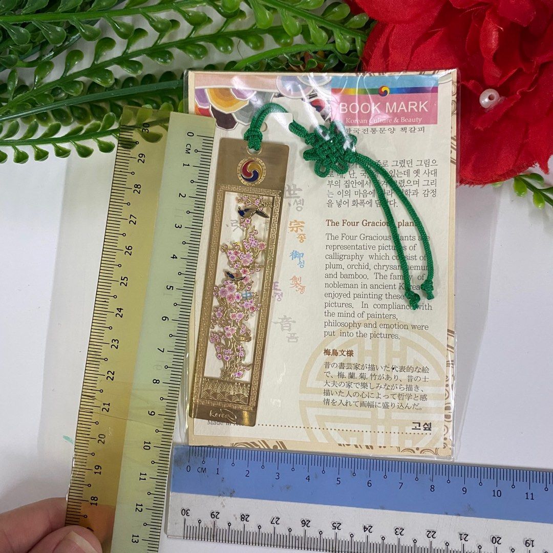24k G/P Korean culture and beauty book mark l_ The four Gracious plants ...