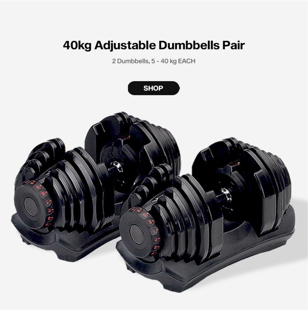 40 KG Adjustable Dumbbells Pair with FREE Stand, Sports Equipment ...