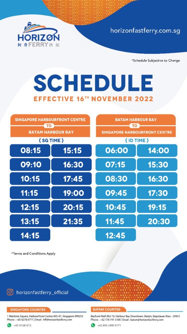 Batam Horizon Fast Ferry - 02 Ways Return Ferry Ticket to Harbour Bay ...