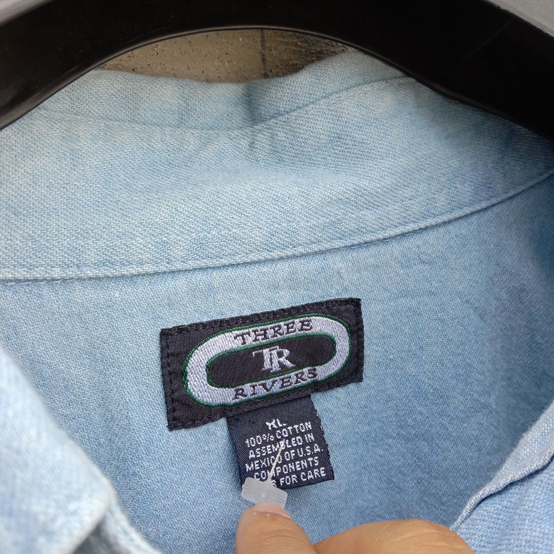 90s Three Rivers Denim Polo, Men's Fashion, Tops & Sets, Formal Shirts ...