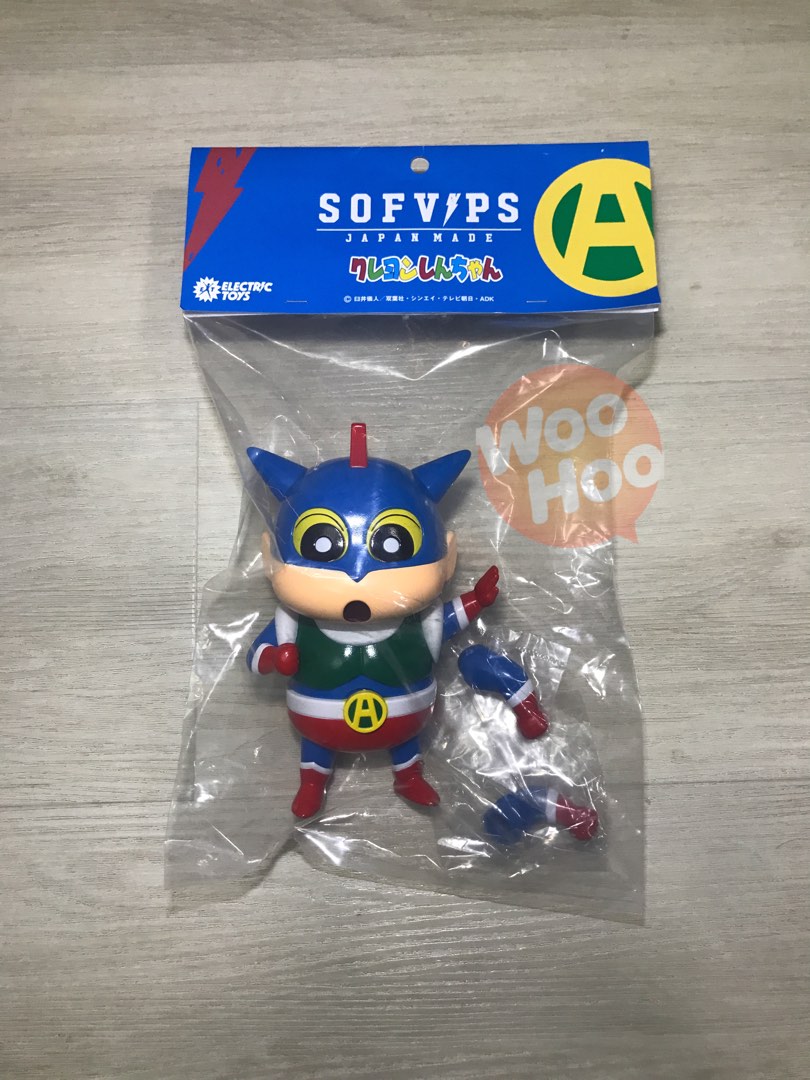 蠟筆小新 動感超人 sofvips electric toys sofubi sofvi vinyl 搪膠 膠品 大膠 軟膠 糖膠 ソフビ, 興趣及遊戲, 玩具 & 遊戲類 - Carousell