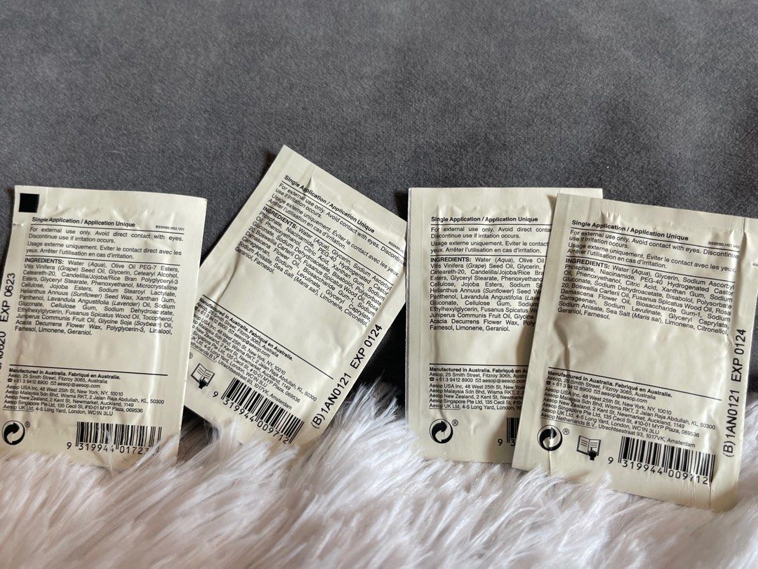 Aesop Samples [4pcs], Beauty & Personal Care, Face, Face Care on Carousell
