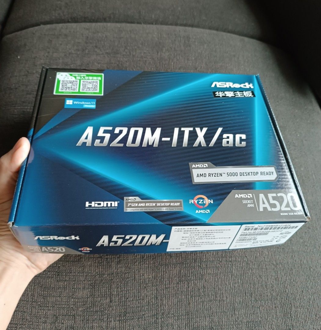 ASRock A520M-ITX/ac Motherboard (AMD) - Size 17x17 cm, Computers & Tech ...