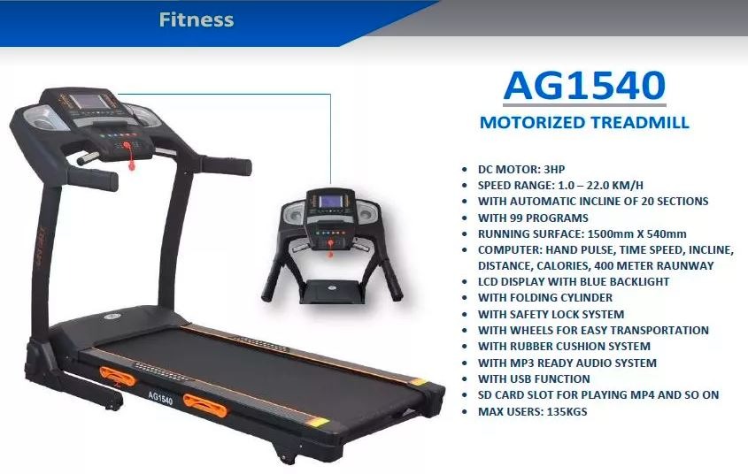 Avant Garde Heavy Duty Motorized Treadmill 3.0hp - Ag1540, Sports ...