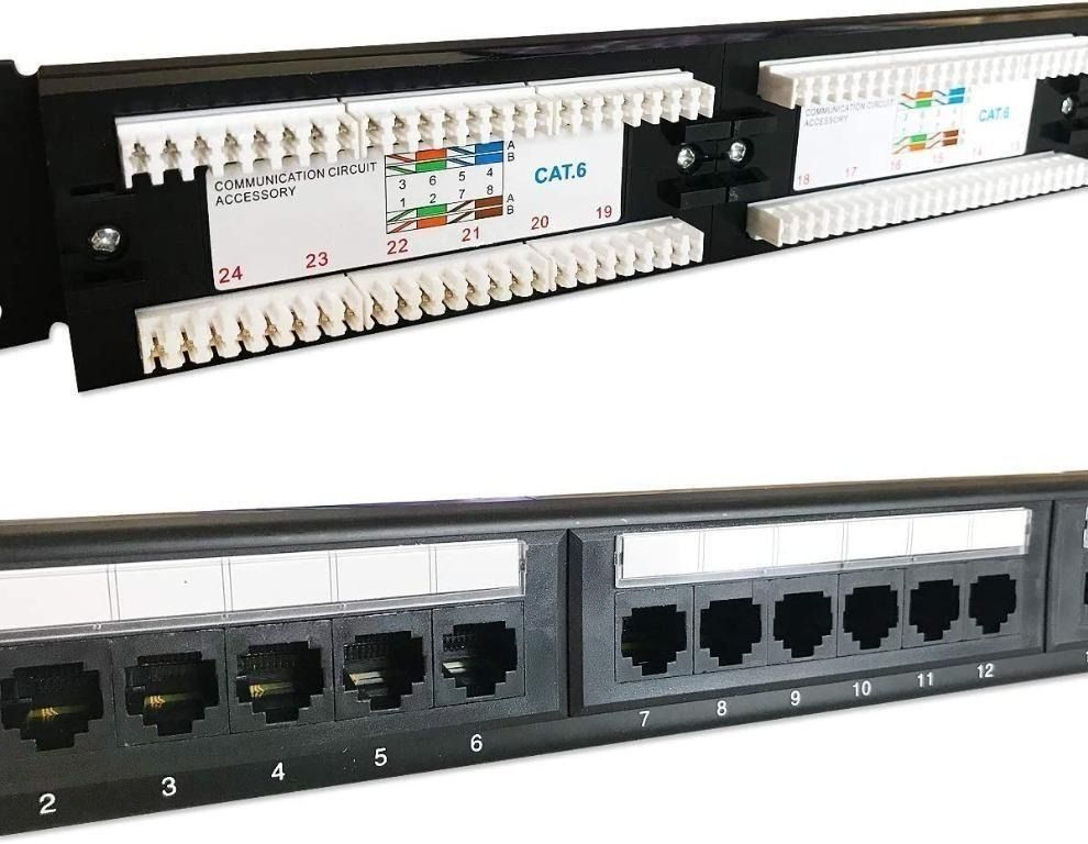 [B646] 24 Port 1U Rack Mountable CAT6 Patch Panel, Pro RJ45 110 Network ...