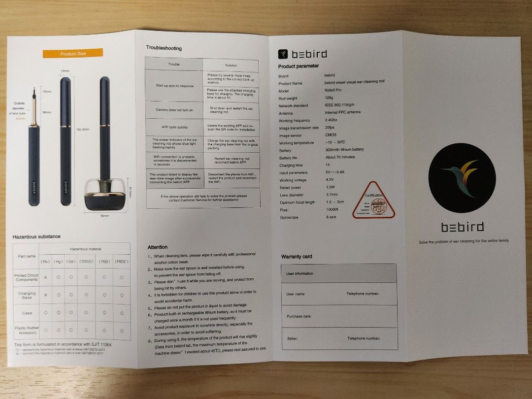 Bebird Smart Visual Ear Cleaning Rod Model Note 3 Pro, Beauty ...