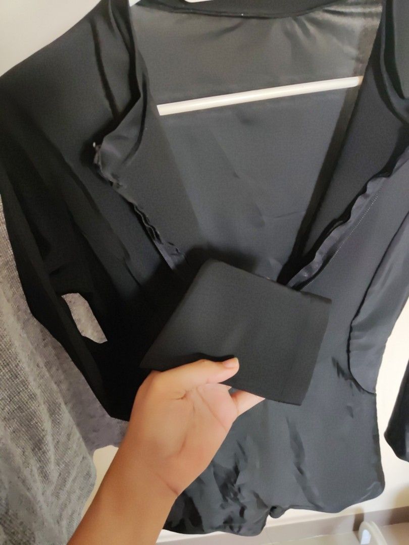 Black Rashguard One Piece Zipper Playsuit Swimsuit, Women's Fashion ...