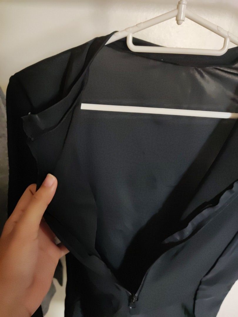 Black Rashguard One Piece Zipper Playsuit Swimsuit, Women's Fashion ...