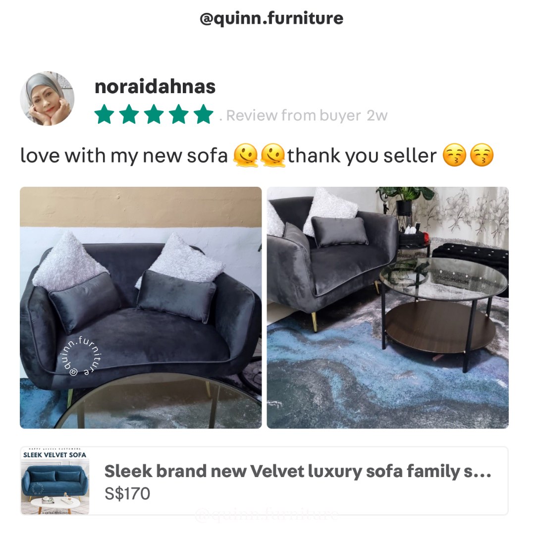 [BRAND NEW] customer reviews- sleek Velvet luxury sofa family set 4 seater, 3 seater, 2 seater ...