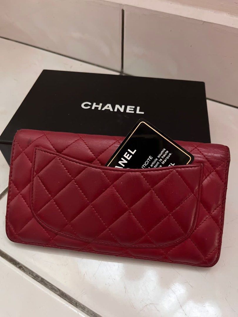 Chanel Red Long Wallet, Luxury, Bags & Wallets on Carousell