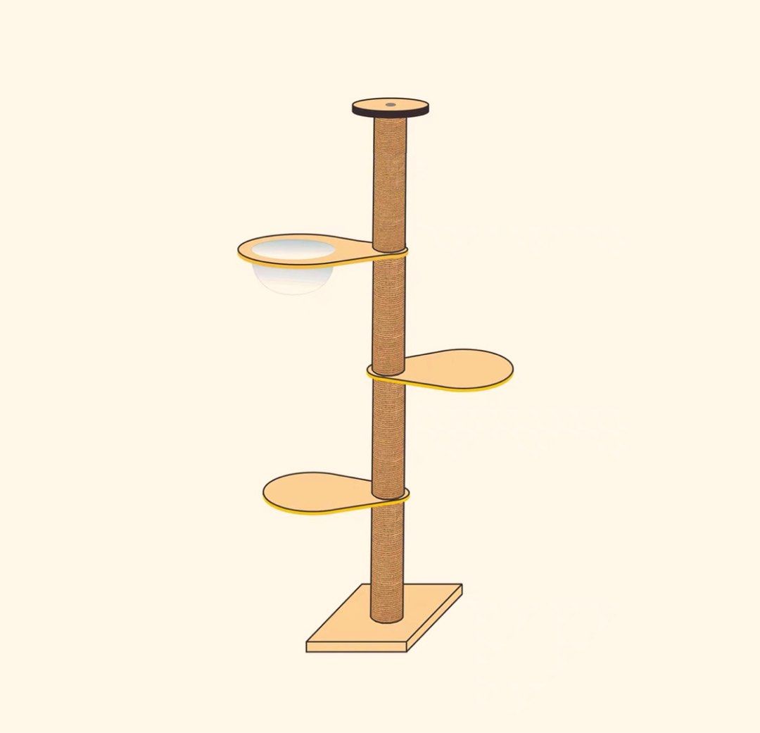 Custom Height Cat Tower Climbing Scratch Post + Space Bubble Hammock ...