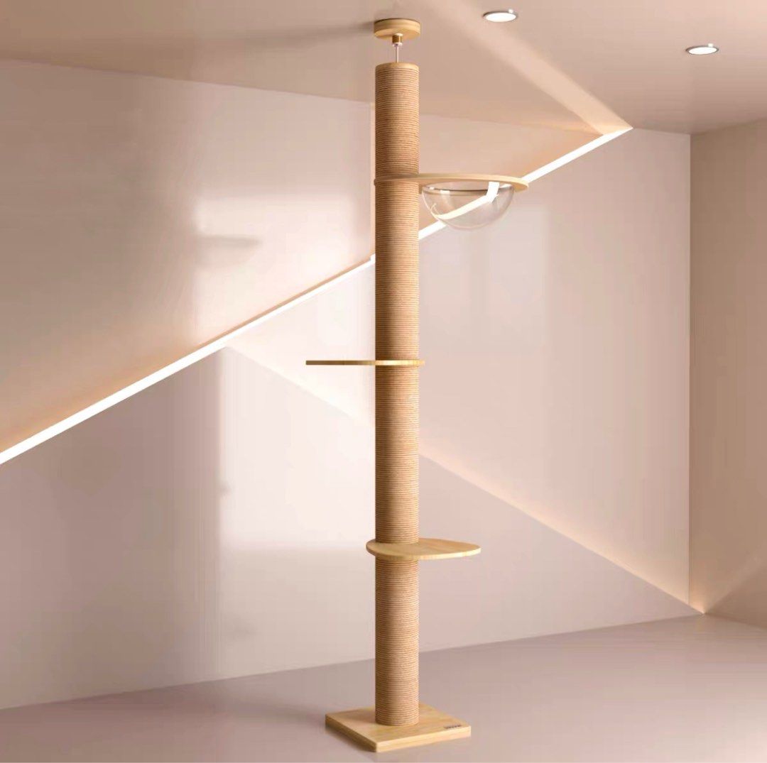 Custom Height Cat Tower Climbing Scratch Post + Space Bubble Hammock ...