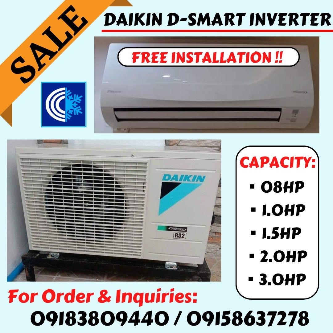 DAIKIN D-SMART INVERTER SPLIT TYPE AIRCON, TV & Home Appliances, Air ...
