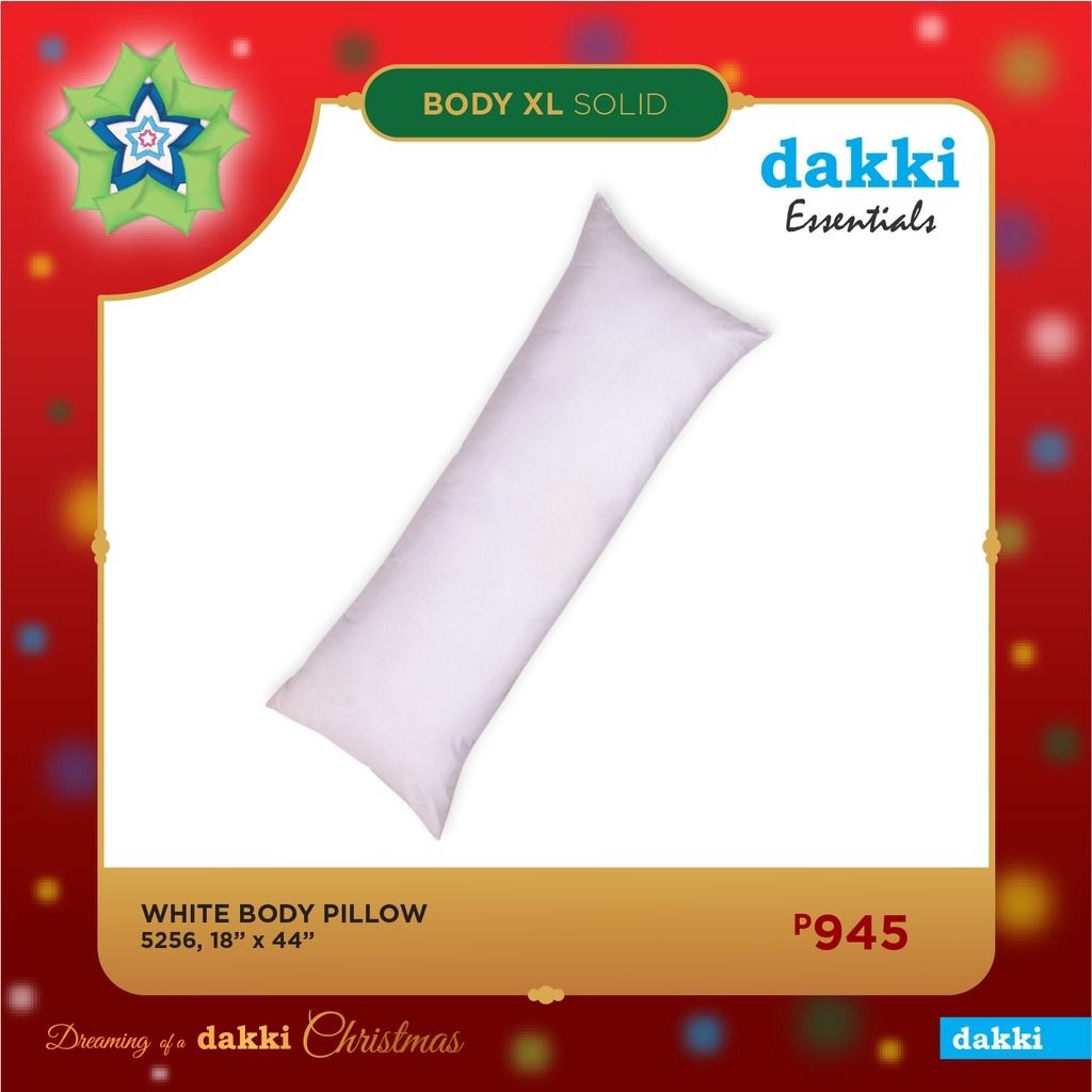 DAKKI ESSENTIALS BODY PILLOW 18" x 44", Furniture & Home Living, Bedding & Towels on Carousell
