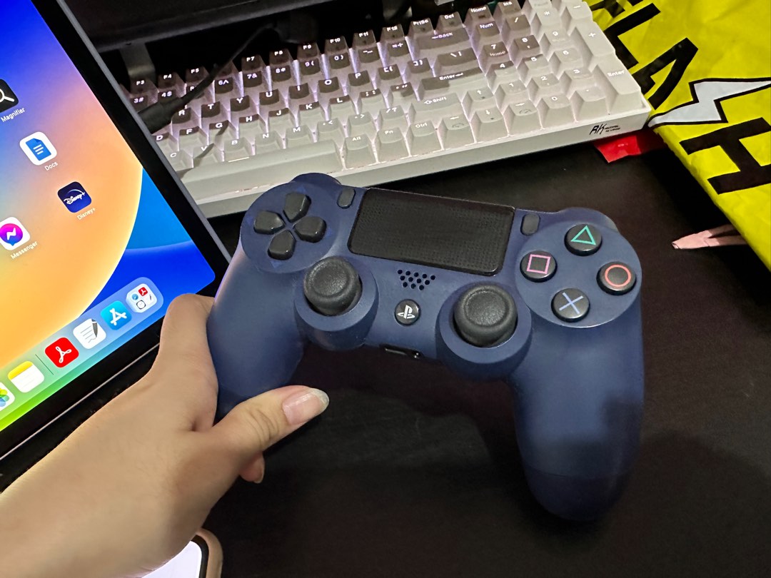 DS4 navy blue, Video Gaming, Gaming Accessories, Controllers on Carousell