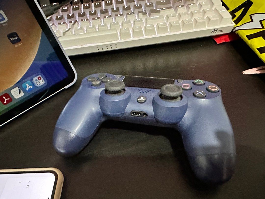 DS4 navy blue, Video Gaming, Gaming Accessories, Controllers on Carousell