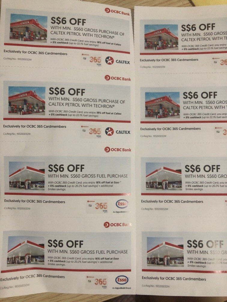 Esso Fuel Voucher Sgd 6 Off x 6 Pcs, Tickets & Vouchers, Store Credits ...