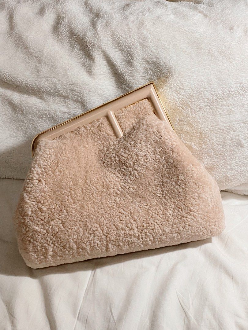 Fendi First shearling Bag (Nude Pink), Women's Fashion, Bags & Wallets ...