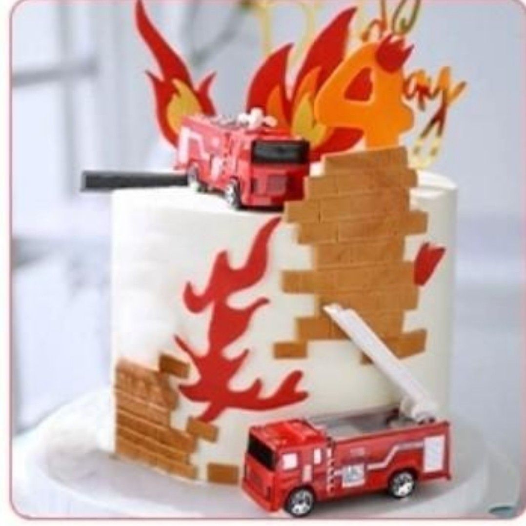 Fire Engine Ladder Truck Fireman Vehicle Cake Topper, Hobbies & Toys ...
