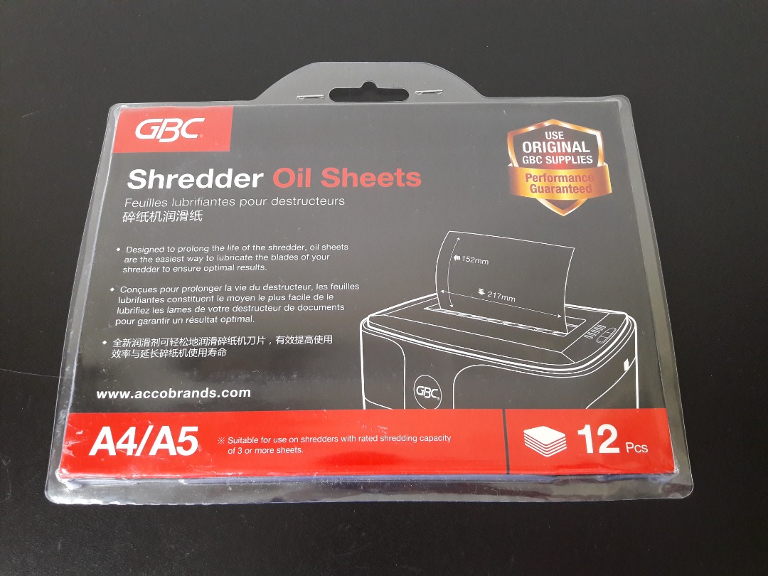 GBC Shredder Oil Sheets (12's) for Paper Shredder Machines, Computers ...