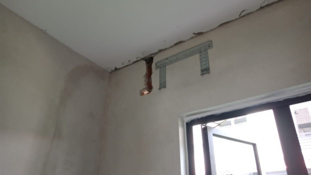 Hacking conceal AirCond pipe plaster Ceiling Electrical Wiring work ...