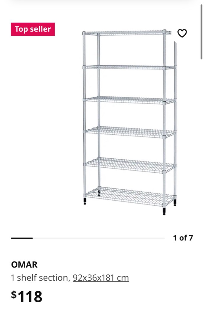 IKEA Omar Shelf 180cm, Furniture & Home Living, Furniture, Shelves ...