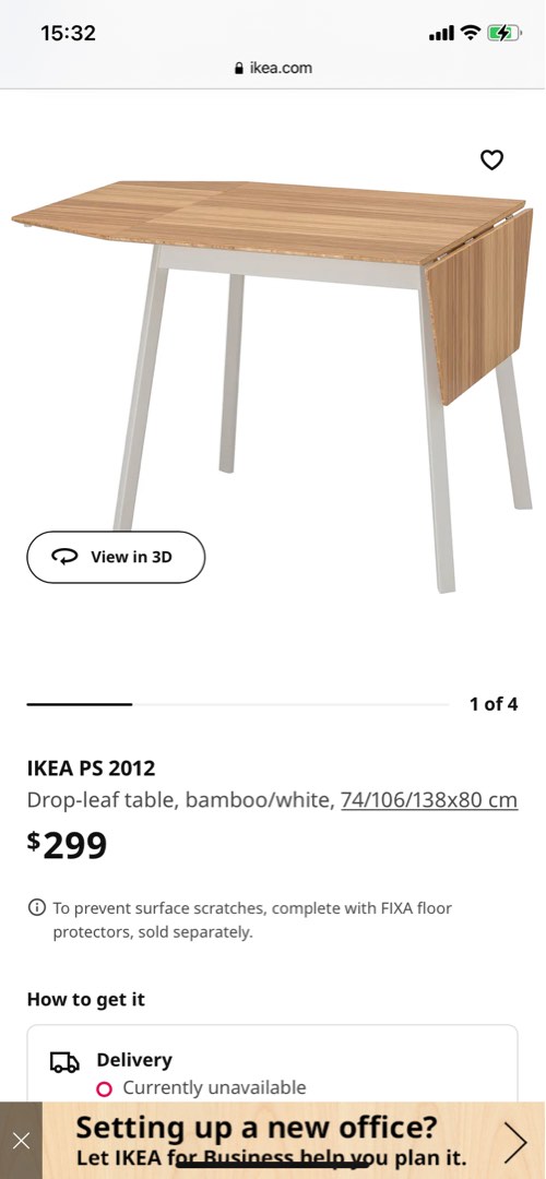 IKEA PS 2012 Drop-leaf table, Furniture & Home Living, Furniture ...