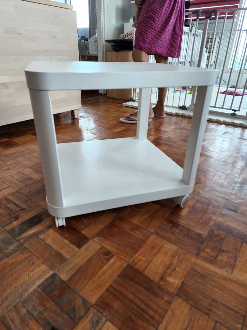 Ikea Tingby Side Table on casters (white), Furniture & Home Living ...