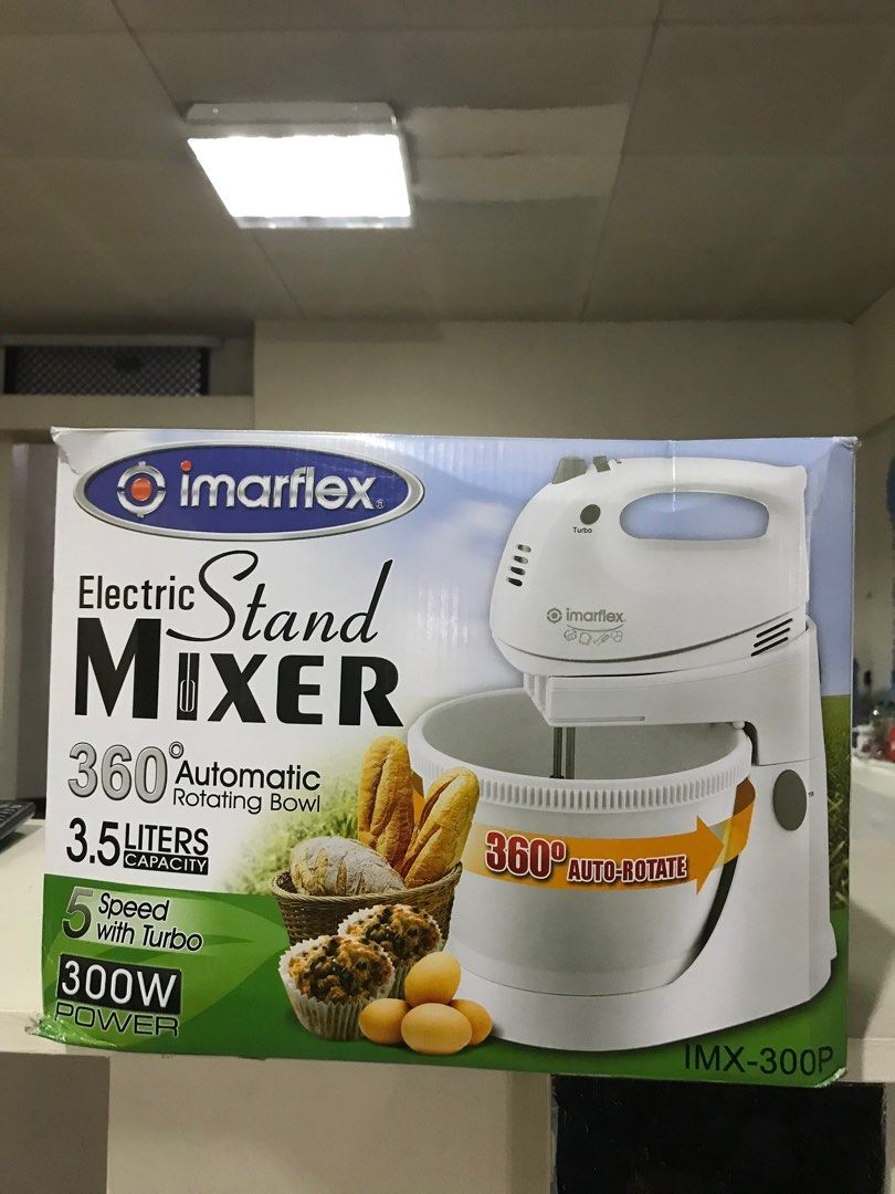 Imarflex IMX-300P Stand Mixer with 360-Degree Rotating Plastic Bowl ...