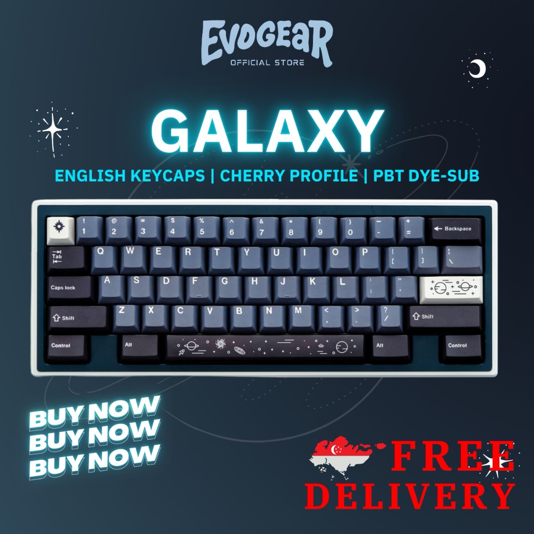 {IN STOCK} Galaxy Keycaps | English Keycaps | Cherry Profile | PBT Dye ...