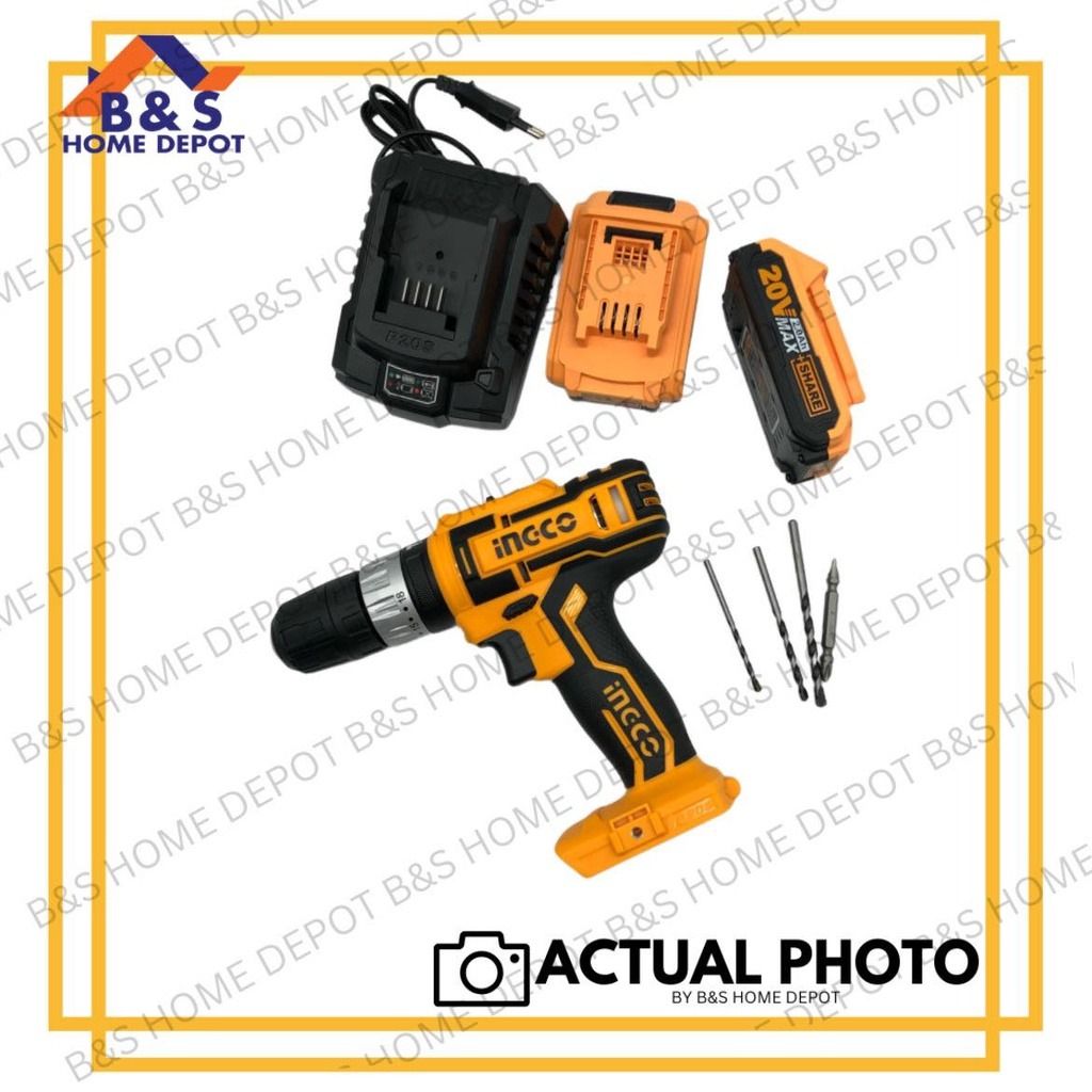 Ingco 20V Li-Ion Cordless Impact Drill P20S POWERSHARE w/2 Batteries ...