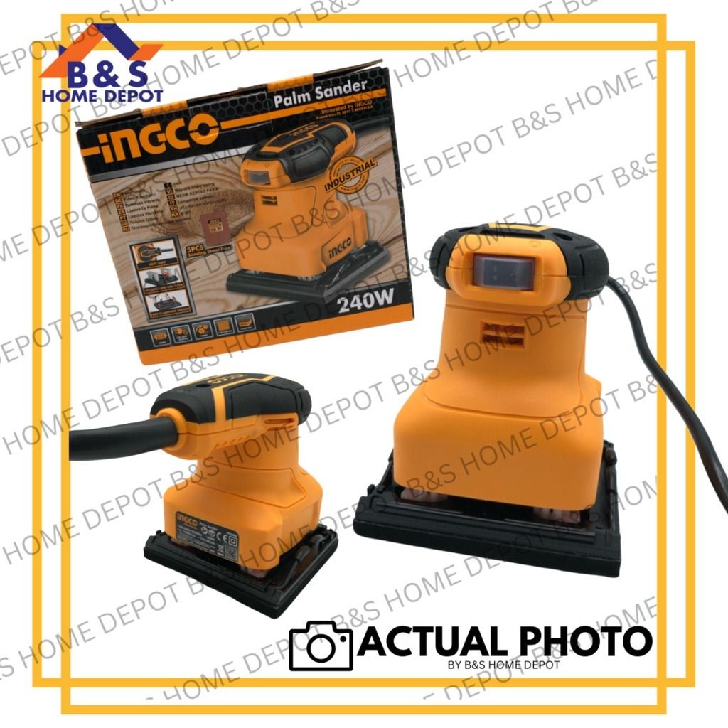 Ingco Industrial Palm Sander Finishing Tool 240W with 5pcs Sand Paper ...