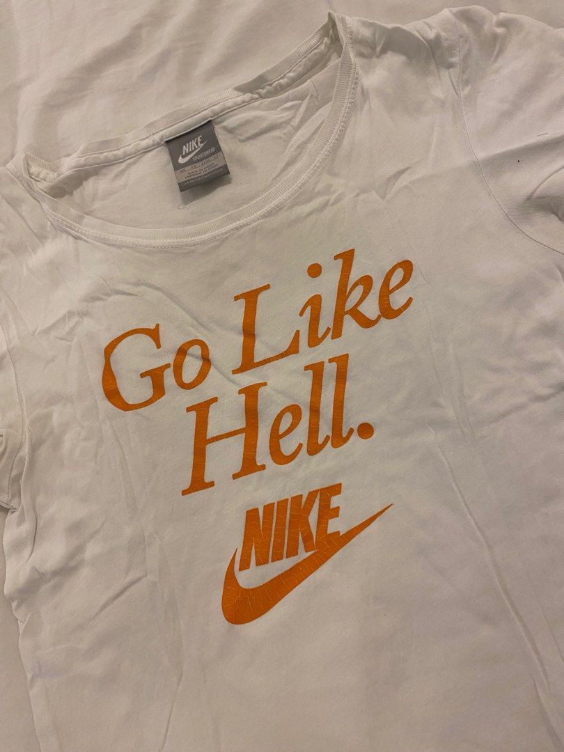 Nike white Go like hell shirt, Women's Fashion, Tops, Shirts on Carousell