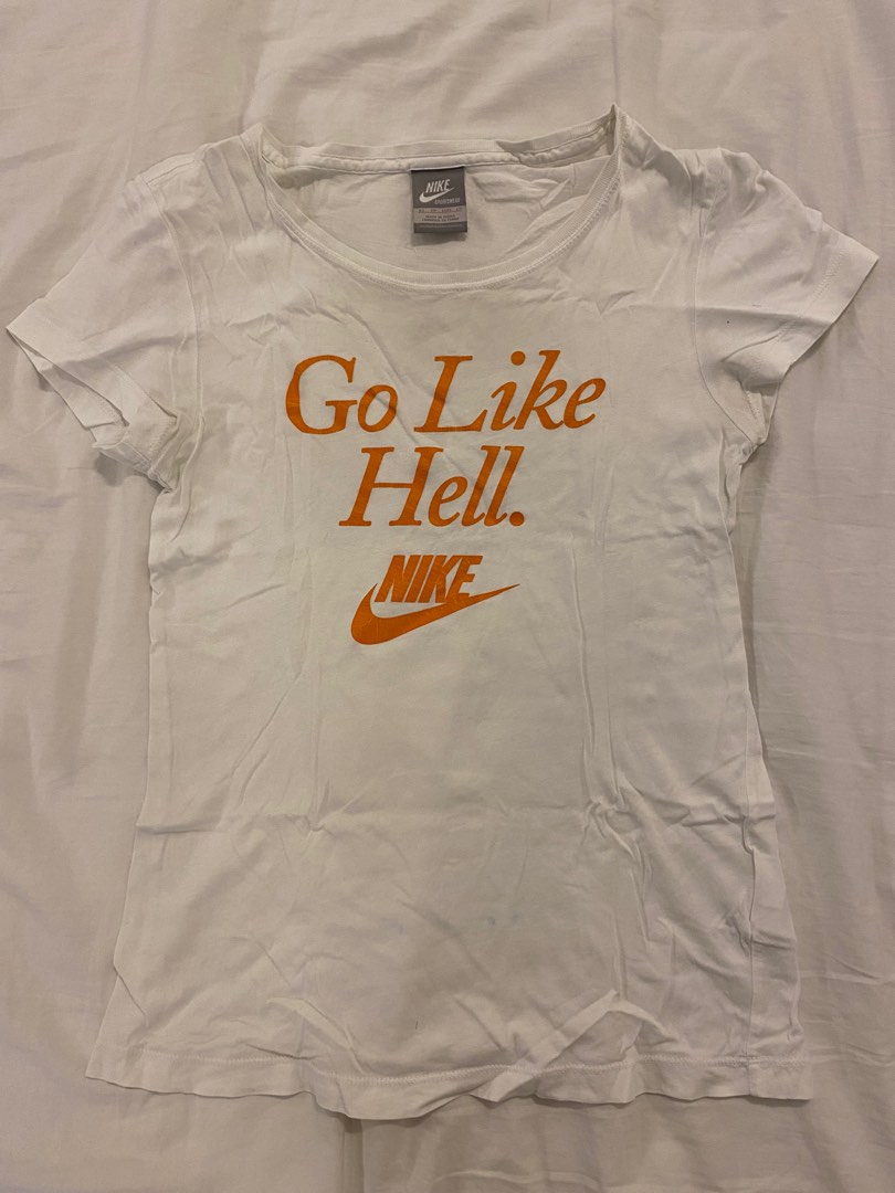 Nike white Go like hell shirt, Women's Fashion, Tops, Shirts on Carousell