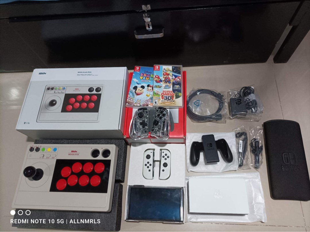Nintendo Switch Oled + 8bitdo Arcade Stick, Video Gaming, Video Game ...