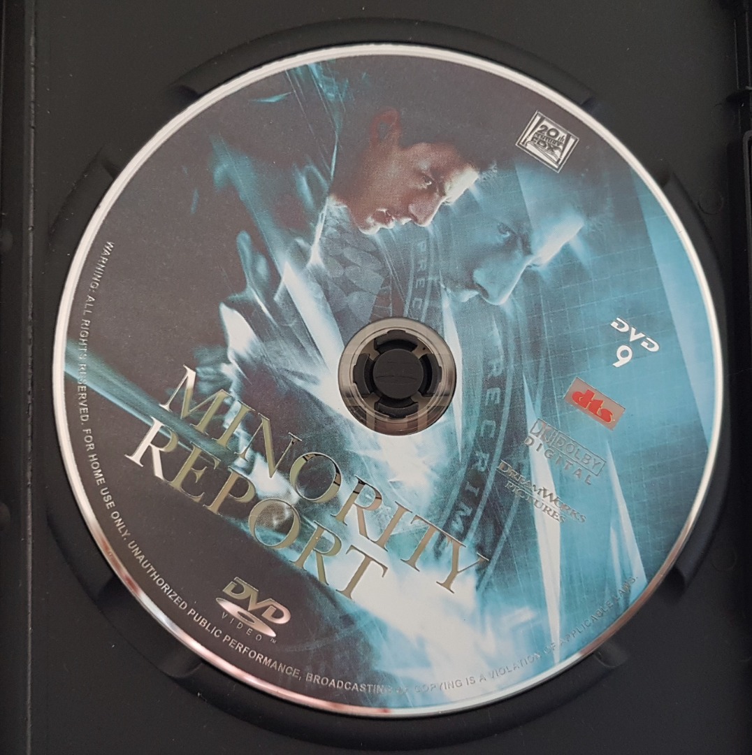 Original DVD Video Disc of Minority Report, 2002 Hollywood Blockbuster ...