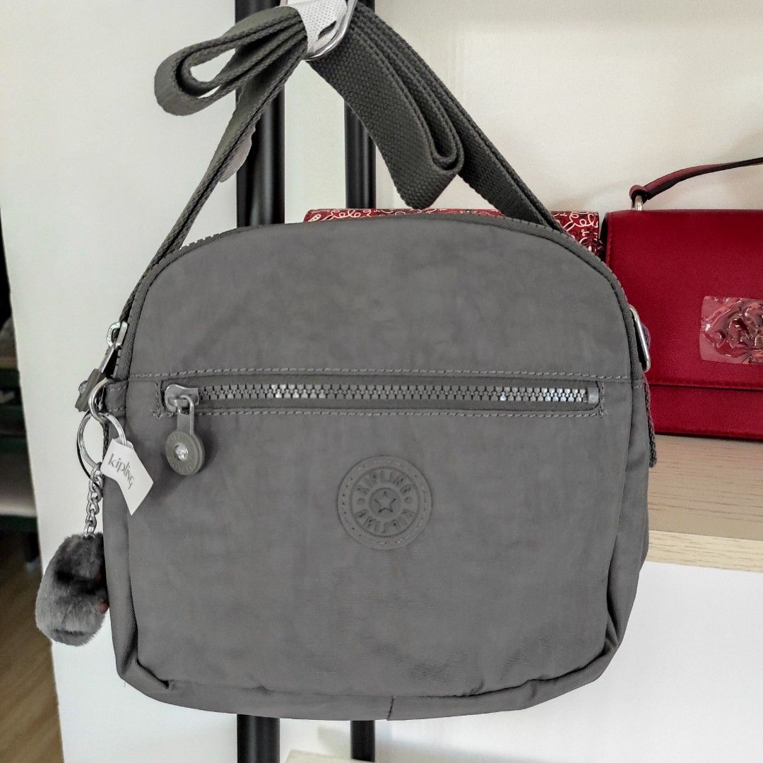 Original Kipling Gray Triple Compartment Crossbody Bag, Women's Fashion ...