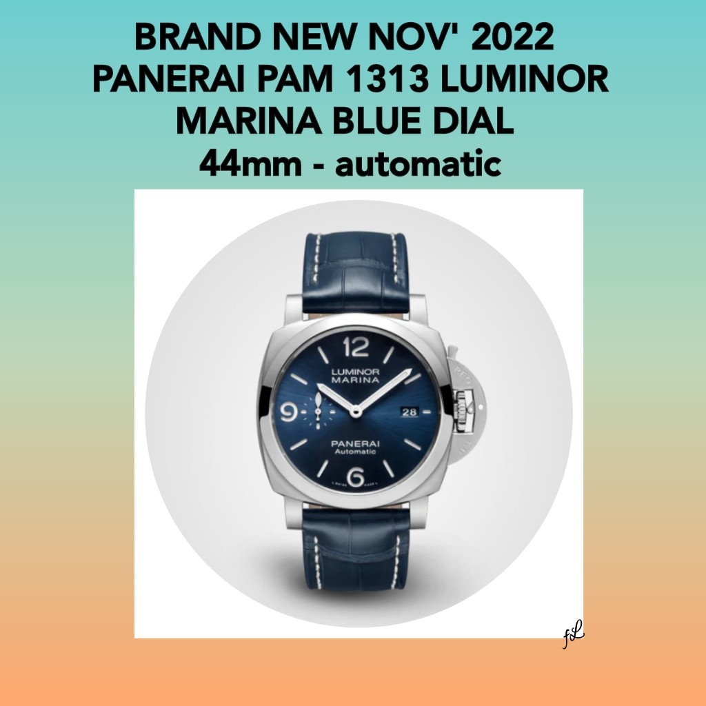 PANERAI PAM 1313 LUMINOR MARINA BLUE DIAL, Fesyen Pria, Jam Tangan di ...