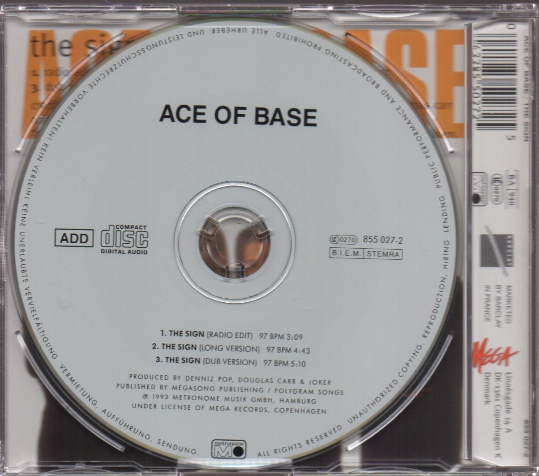 [Pre-owned] Ace Of Base - The Sign Single POCD4257, Hobbies & Toys ...