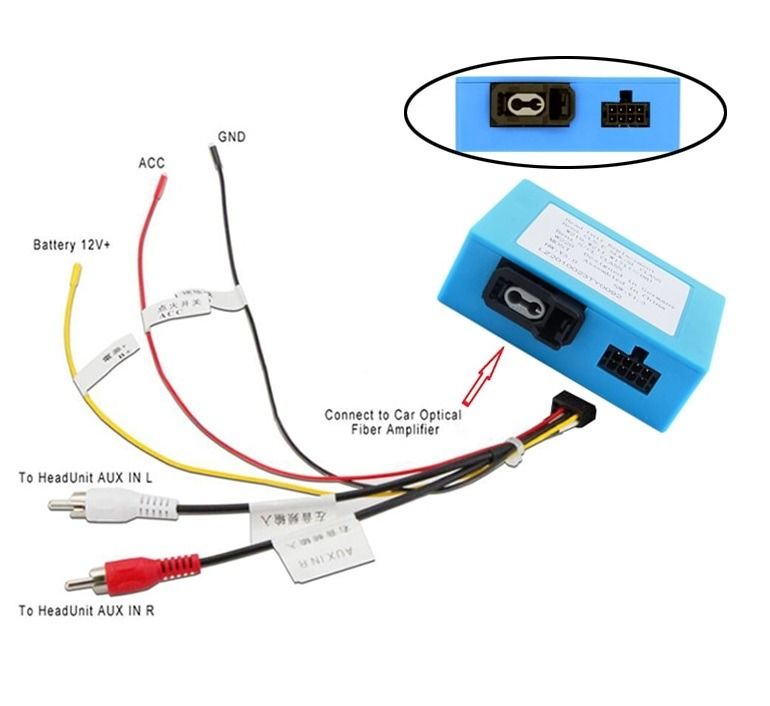 RCA Aux Audio Fibre Converter Kit For Benz Porsche MOST Fiber Optics ...
