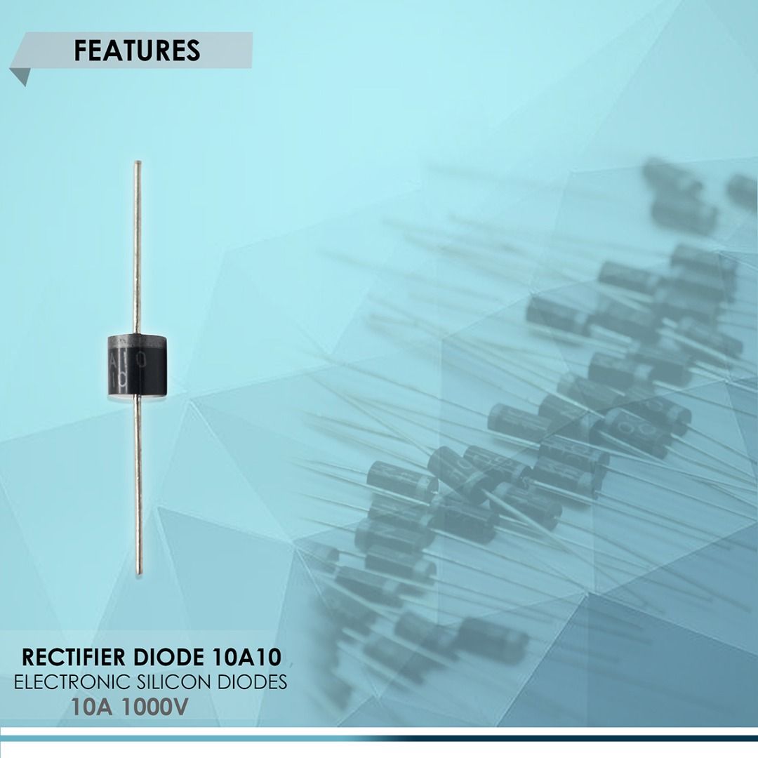 RECTIFIER DIODE 10A10, 1000V 10A, ELECTRONIC SILICON DIODES, BEST FOR STUDENT DIY EXPERIMENT ...