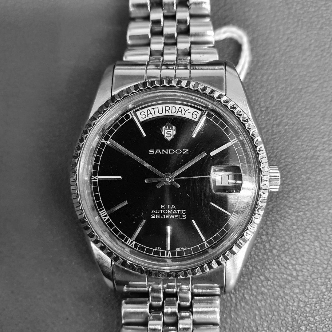 Sandoz Day-Date Automatic Vintage Watch 36mm, Luxury, Watches on Carousell