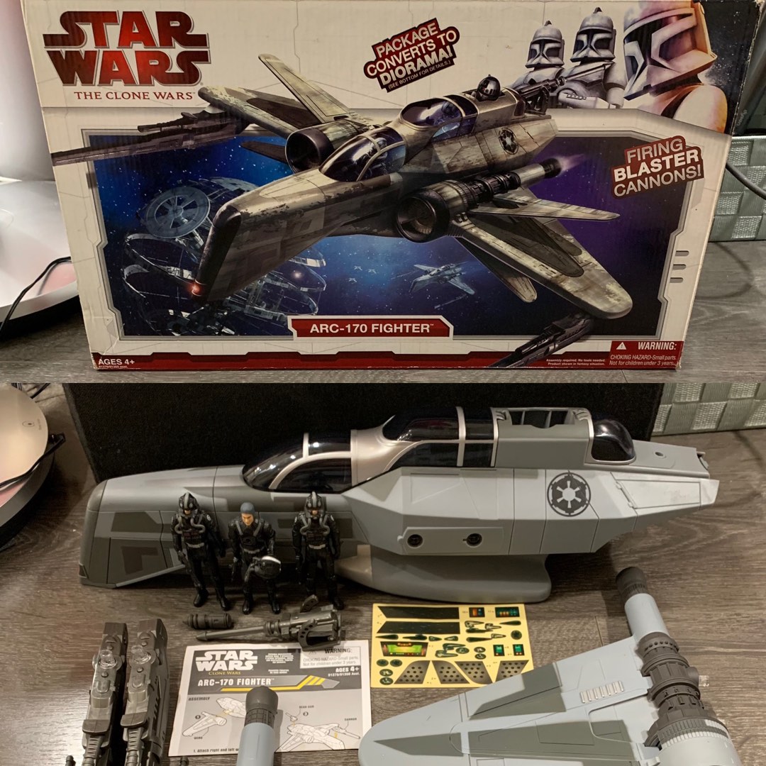 Star Wars Clone Wars Shadow Squadron ARC-170 Fighter With Clone Pilot ...