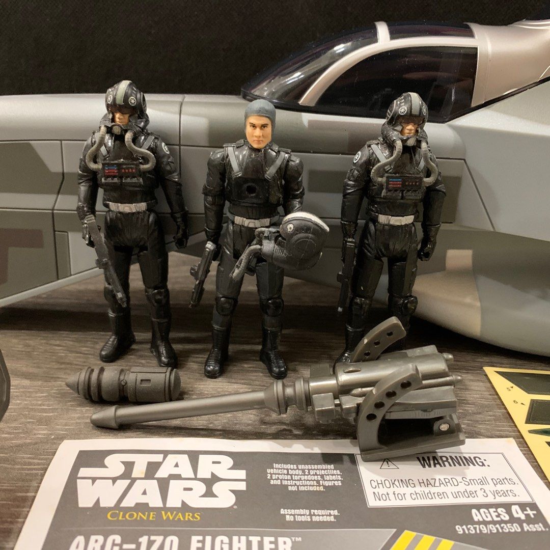 Star Wars Clone Wars Shadow Squadron ARC-170 Fighter With Clone Pilot ...