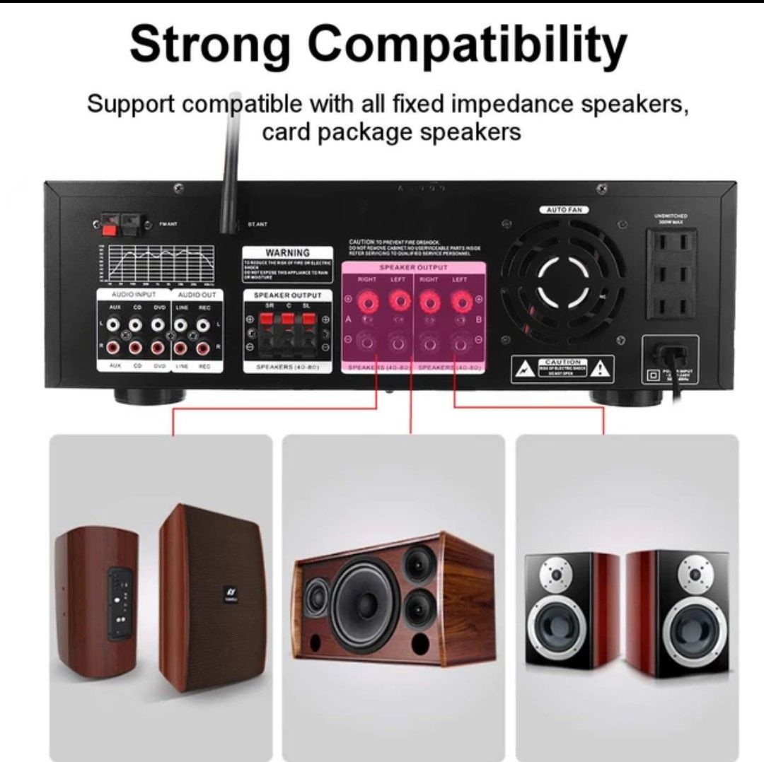 SUNBUCK AV-999BT 3000W 7 Channel bluetooth Power Amplifier Hifi AV Amp ...