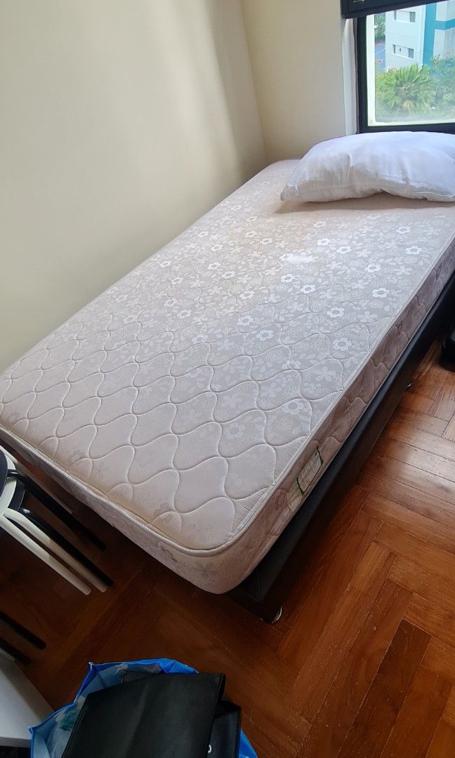 Super single bed mattress and frame, Furniture & Home Living, Furniture, Bed Frames & Mattresses ...