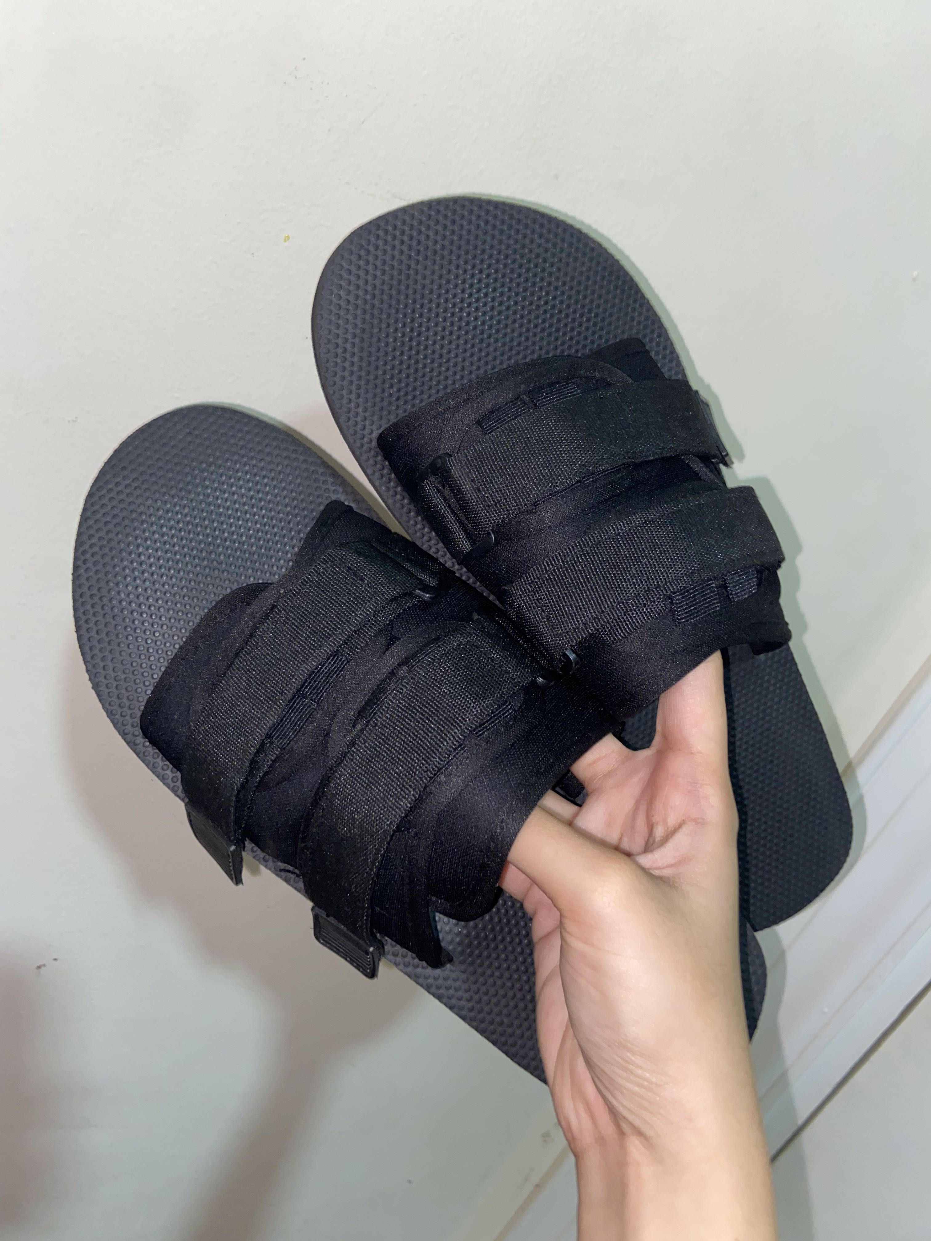 Tech Sliders // Two Strap Velcro Slides, Women's Fashion, Footwear ...