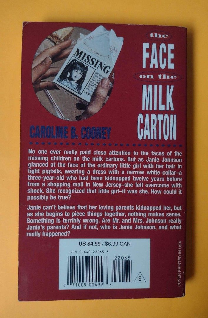 The Face On The Milk Carton By Caroline B. Cooney, Hobbies & Toys ...